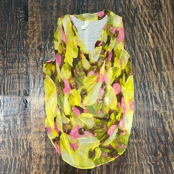 Maggie Ward | Tops | Sheer Yellow And Pink Maggie Ward Xs Top | Poshmark